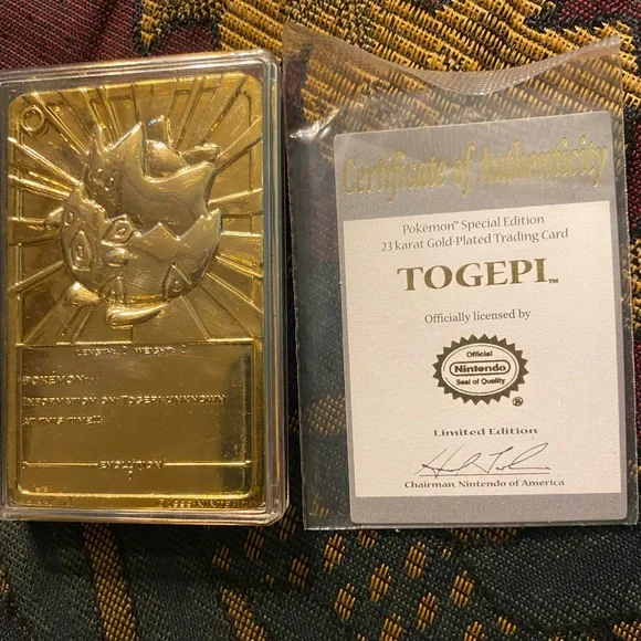 Gold Plated Togepi Card 1999 Pokemon Togepi 23 Karat Gold Plated